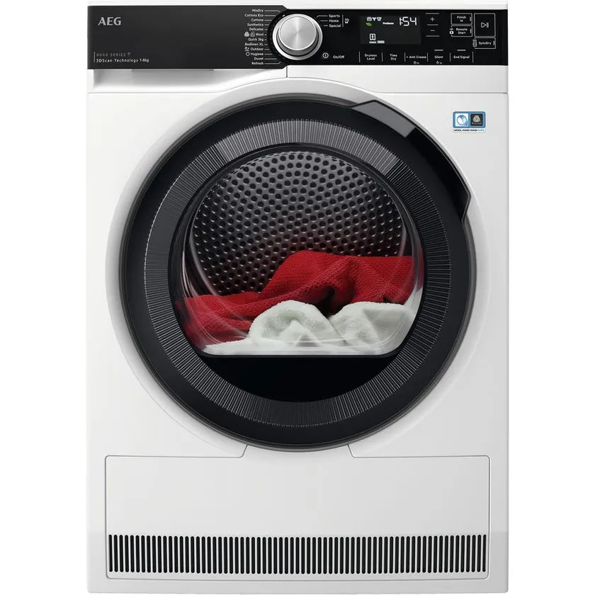 AEG 8kg 8000 Series 3D-Scan Heat Pump Dryer T858M6OBC